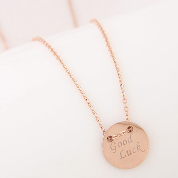 Jewelry | Rose Gold Stainless Steel Good Luck Button Pendant | Poshmark